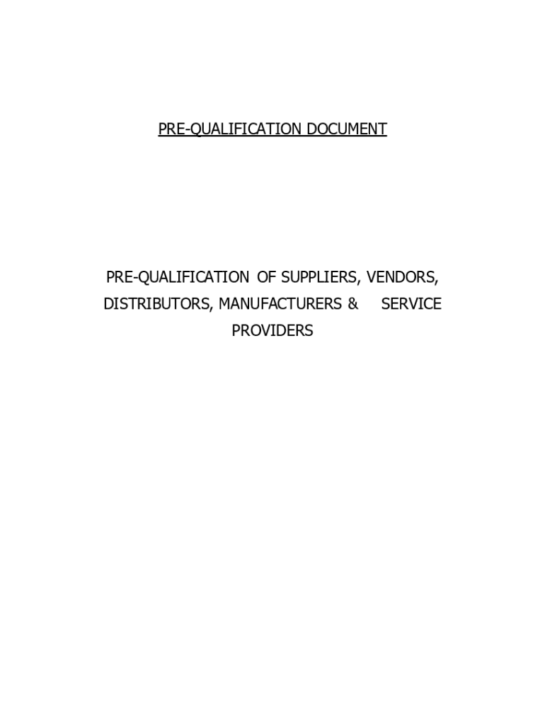 Fillable Online Pre-qualification documents for Manufacturers/Distributors Fax Email Print ...