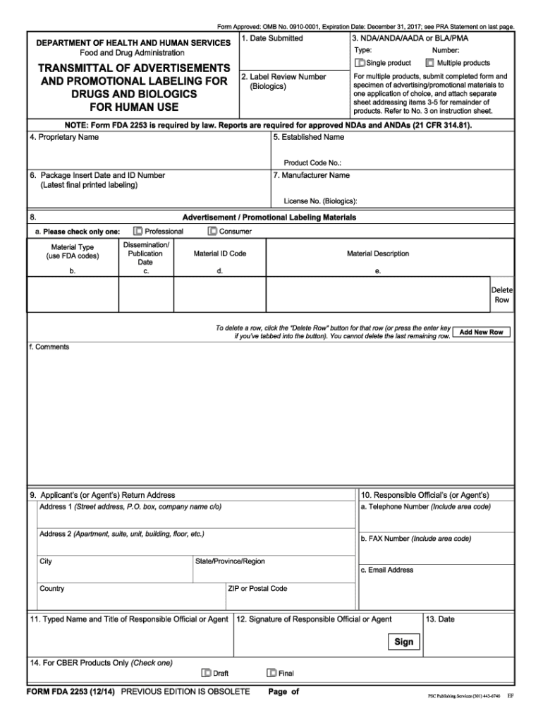Fillable Online FORM FDA 2253 Fax Email Print - pdfFiller
