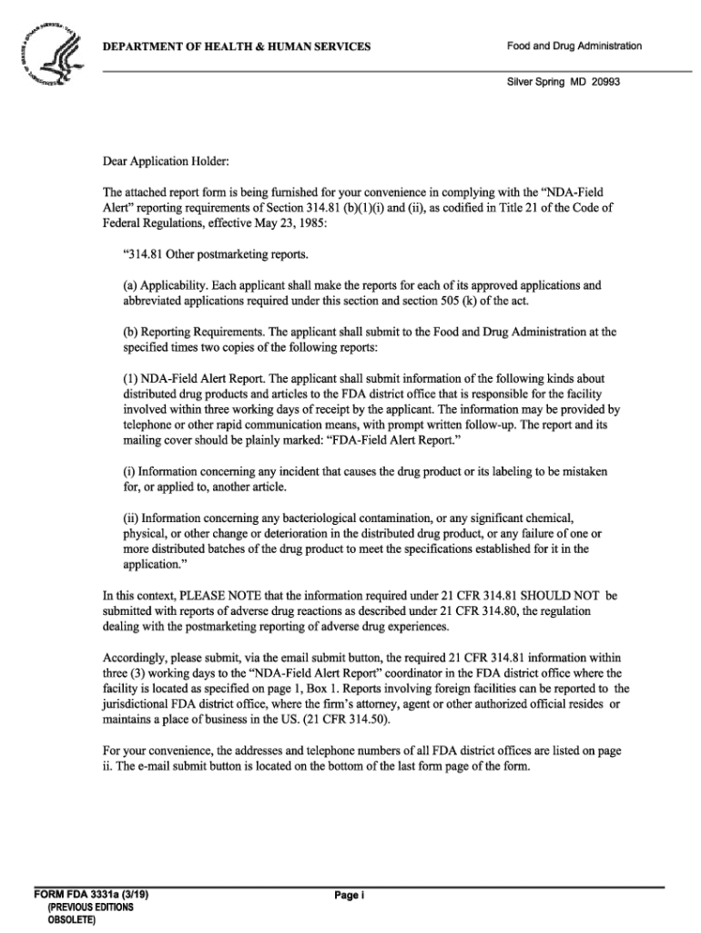 Fda Form 3331a - Fill Online, Printable, Fillable, Blank | pdfFiller