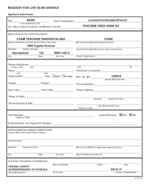 Fillable Online REQUEST FOR LIVE SCAN SERVICE - FORM 41-LS ... Fax ...