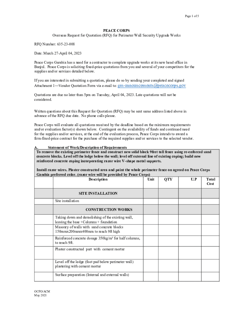 Fillable Online files peacecorps Overseas Request for Quotation (RFQ ...