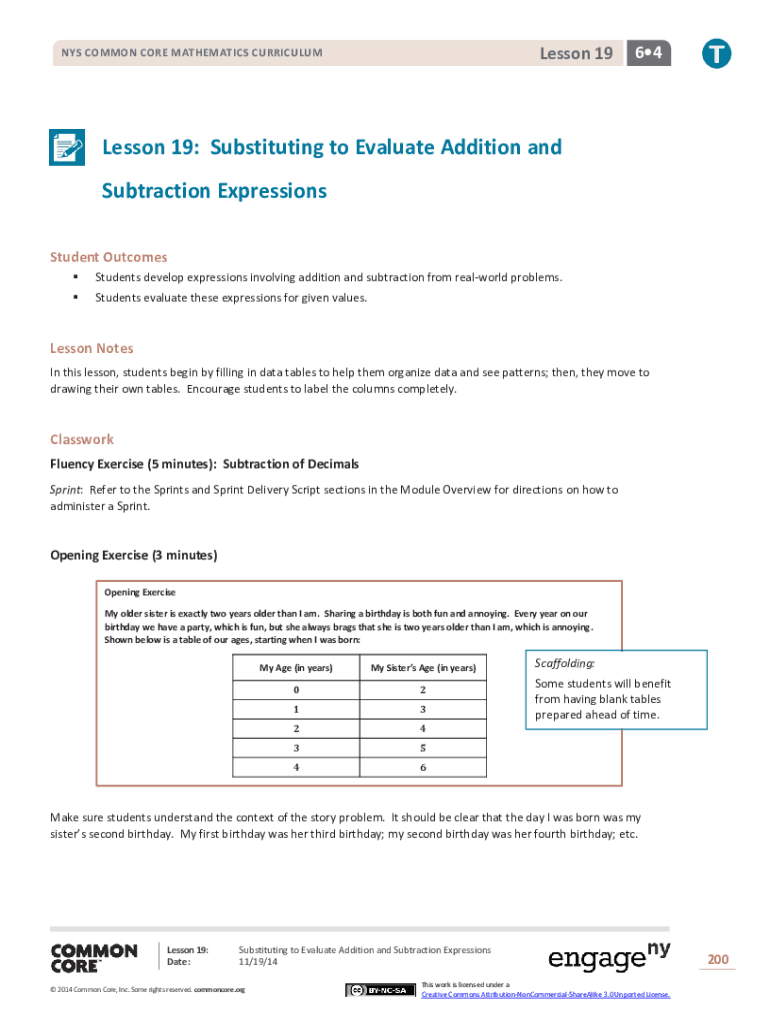Fillable Online Substituting to Evaluate Addition and Subtraction ...