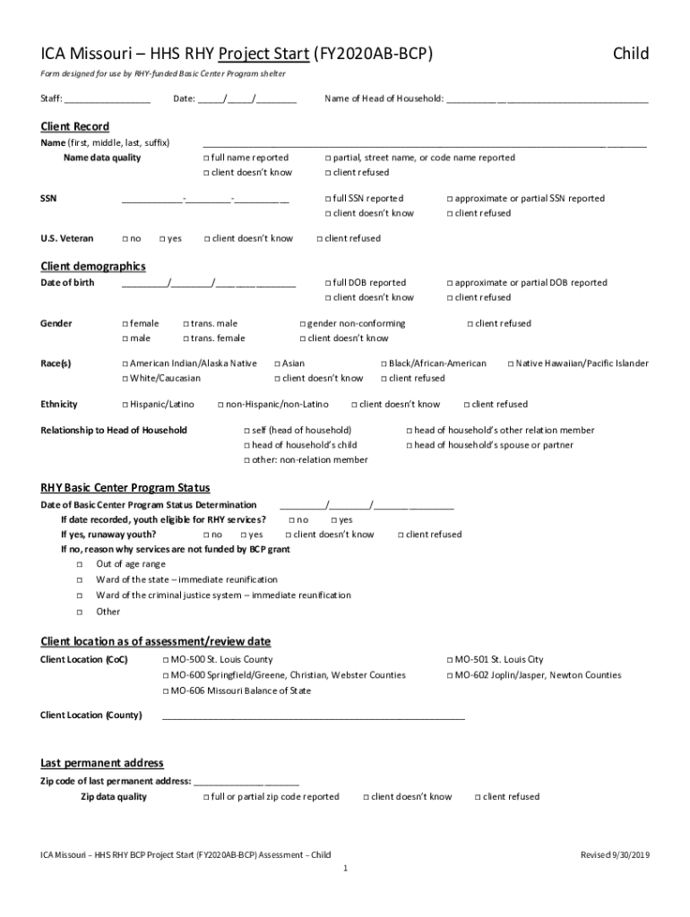 Fillable Online Runaway and Homeless Youth Basic Center Program Notice ...
