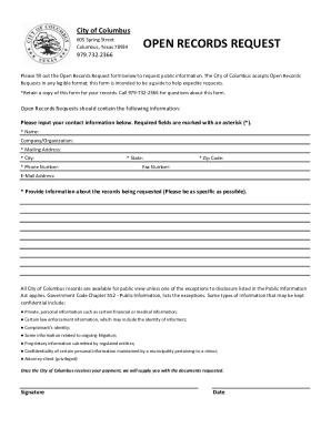 Fillable Online Public Information Request - Colorado County, Texas Fax ...