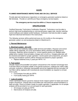 Fillable Online SCOPE PLANNED MAINTENANCE INSPECTIONS AND ... Fax Email ...