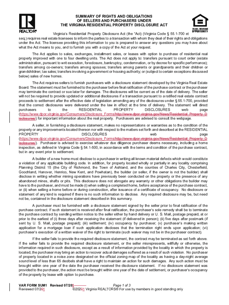 Fillable Online virginia residential property disclosure statement Fax ...