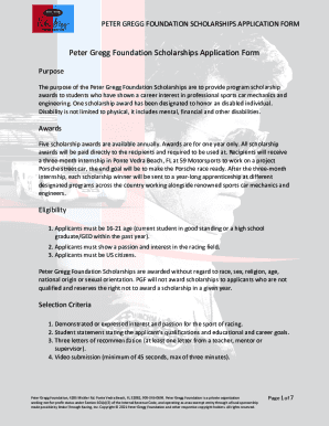 Fillable Online Peter Gregg Foundation Scholarships Application Form ...