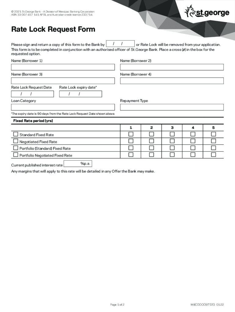 Fillable Online . STG Rate Lock Request form Fax Email Print - pdfFiller