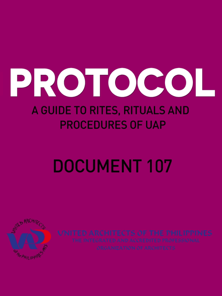 Fillable Online PROTOCOL. A GUIDE TO RITES, RITUALS AND PROCEDURES OF ...
