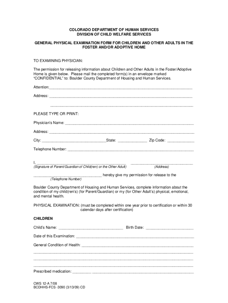 Fillable Online general physical examination form for other adults Fax ...