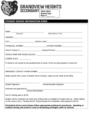 Fillable Online STUDENT DRIVER INFORMATION FORM Fax Email Print - pdfFiller