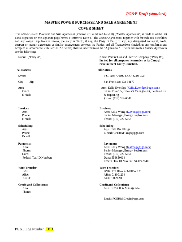 master power purchase and sale agreement confirmation ... Doc Template ...