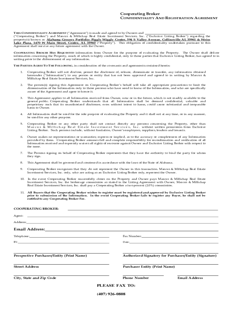 Fillable Online cooperating broker confidentiality and registration ...