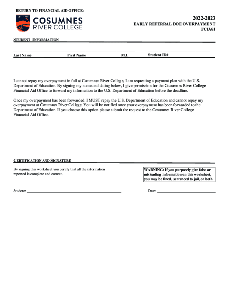 Fillable Online crc losrios I cannot repay my overpayment in full at ...