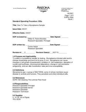 Fillable Online SOP 256a How To Get a Mycoplasma Sample. ... Fax Email ...