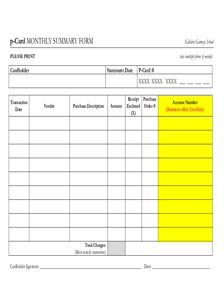 Fillable Online P-Card (Procurement Card) Fax Email Print - pdfFiller