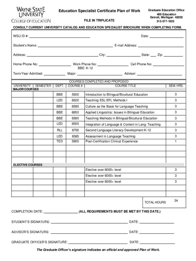 Fillable Online education wayne FILE IN TRIPLICATE Fax Email Print ...