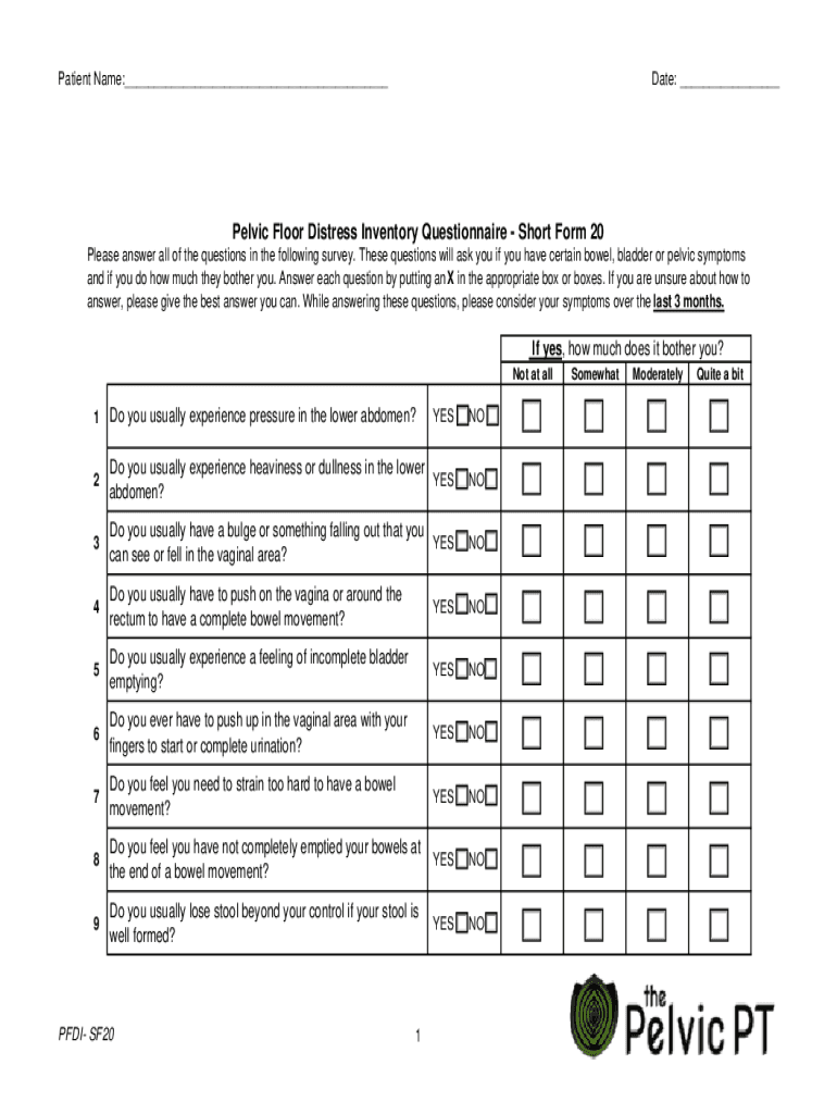 Fillable Online The Australian Pelvic Floor Questionnaire ...