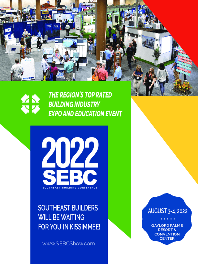 Fillable Online Southeast Building Conference, August 3-4, Kissimmee ...