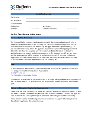 Fillable Online PRE-CONSULTATION APPLICATION FORM For Office Use ...