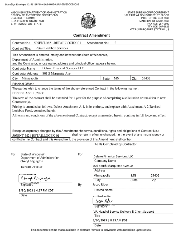 Fillable Online . Contract Amendment Fax Email Print - pdfFiller