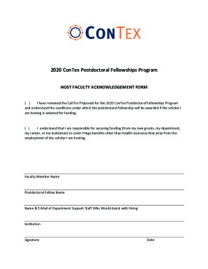 Fillable Online Host faculty acknowledgement form Fax Email Print ...