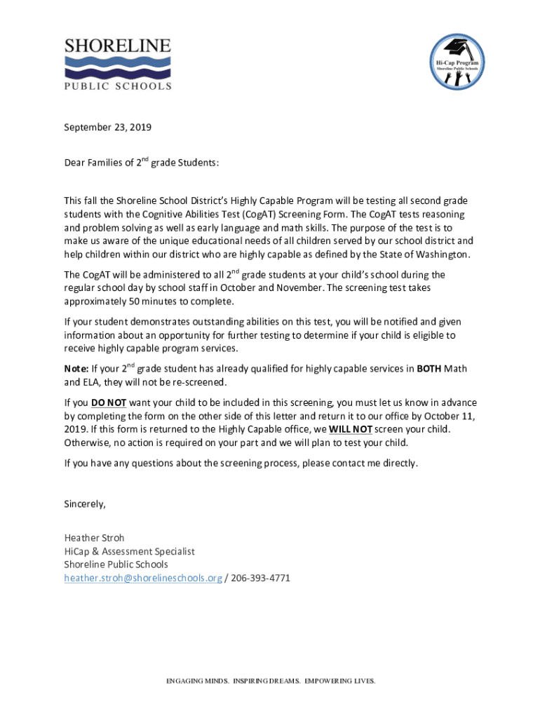 Fillable Online Hi-Cap Screening Letter and Opt Out Form 2nd grade 2019 ...