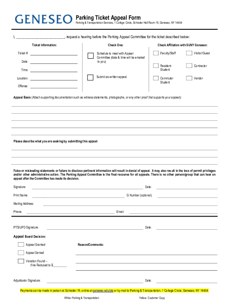 Fillable Online Citations - Transportation and Parking Services Fax ...