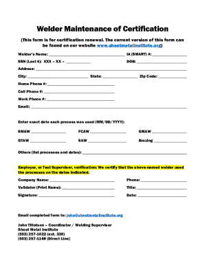 Fillable Online Welder Maintenance of Certification.docx Fax Email ...