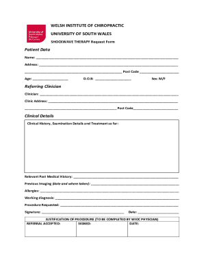 Fillable Online SHOCKWAVE THERAPY Request Form Fax Email Print - pdfFiller