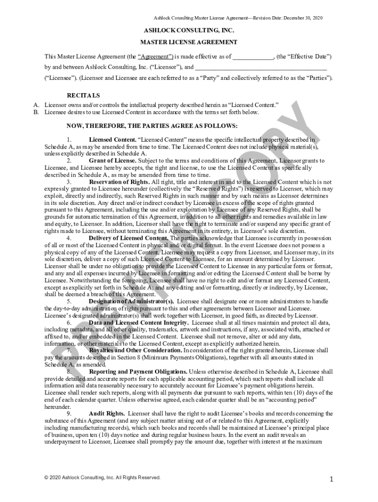 Fillable Online Master Service Agreement - End User License Agreement ...