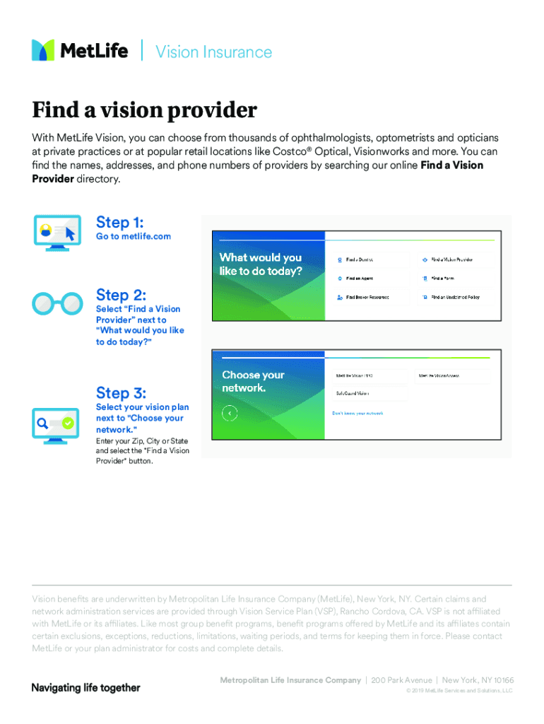 Fillable Online What Types of Eyecare Does MetLife Vision Insurance ...