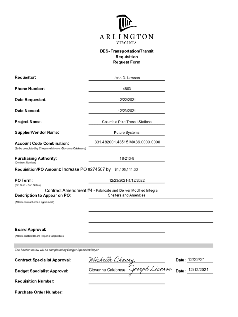 Fillable Online 12/22/21 Increase PO #274507 by Contract Amendment #4 ...