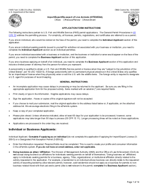 Fillable Online CITES/ESA Import/Export/Re-export of Live Animals (Form ...