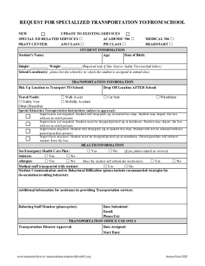 Fillable Online Specialized Transportation Request Form Fax Email Print ...
