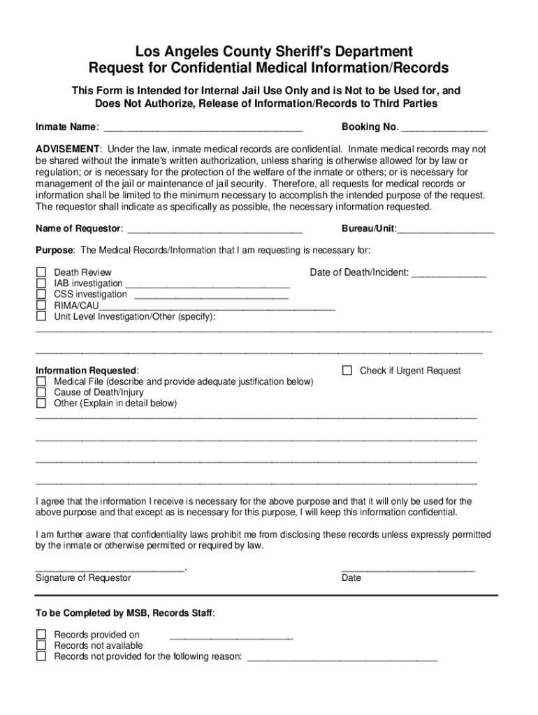 Fillable Online Los Angeles County Sheriff's Department Request for ... Fax Email Print - pdfFiller