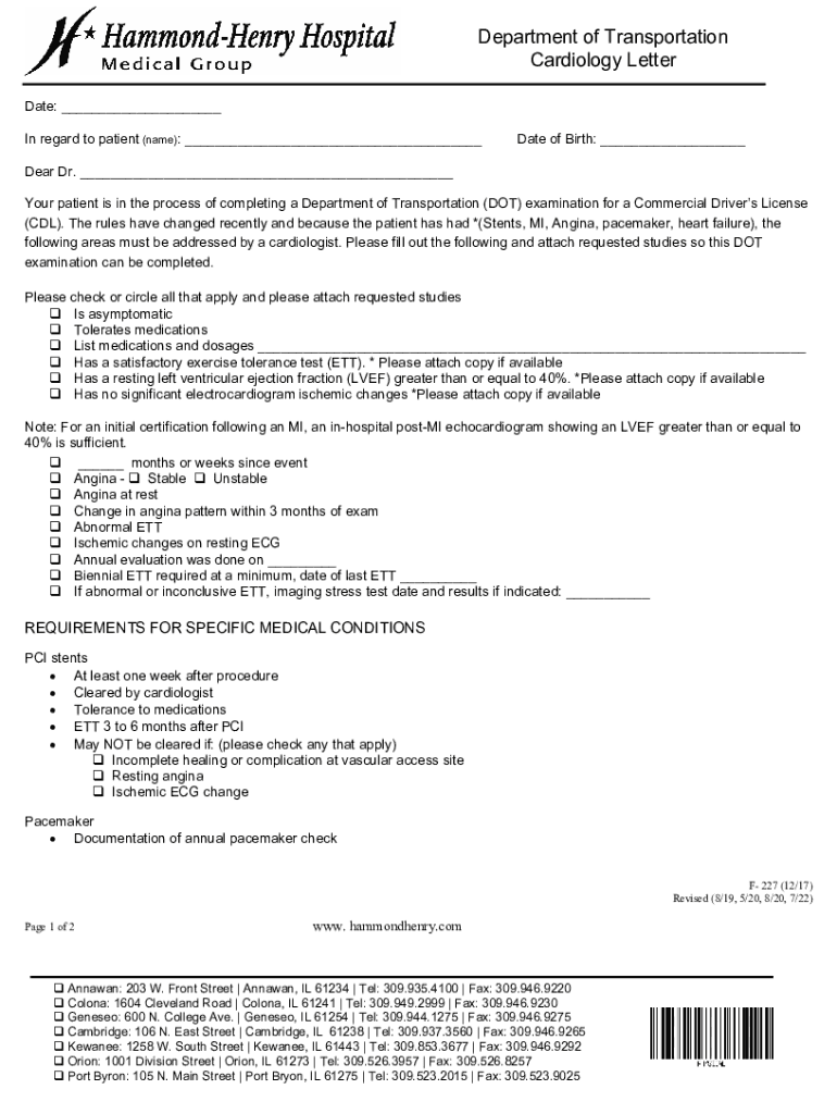 Fillable Online Medical Examiners Certificate (DOT card) Fax Email ...
