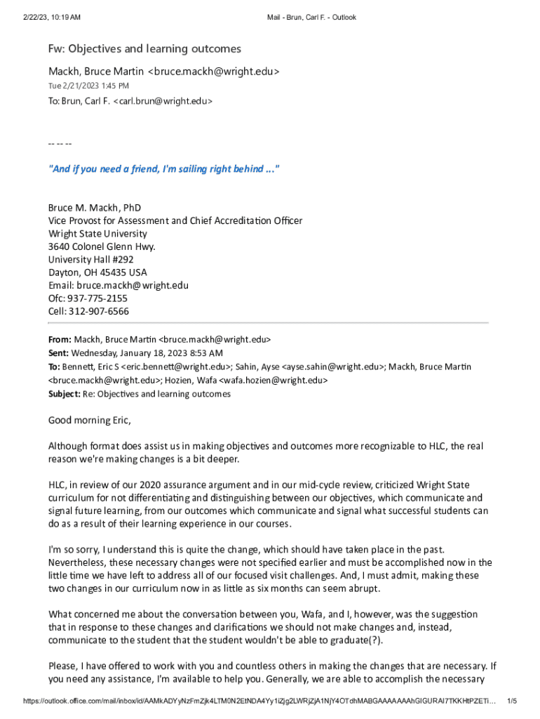 Fillable Online Objectives and learning outcomes Fax Email Print ...