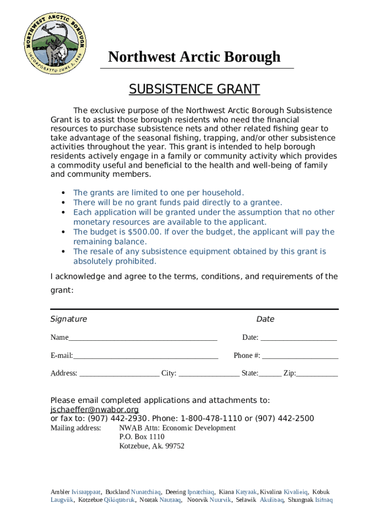 NORTHWEST ARCTIC SUBSISTENCE REGIONAL ... Doc Template | pdfFiller