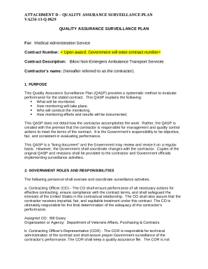 Quality Assurance Surveillance Plan Ground Ambulance ... Doc Template ...