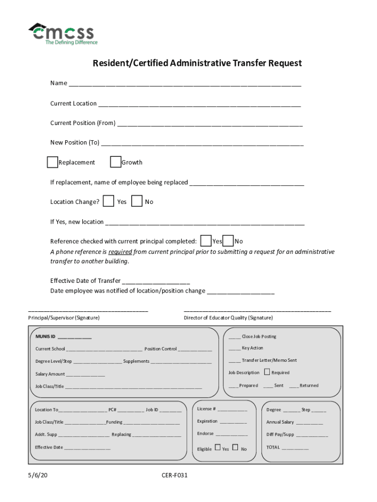 Fillable Online Administrative Transfer Form Fax Email Print - pdfFiller