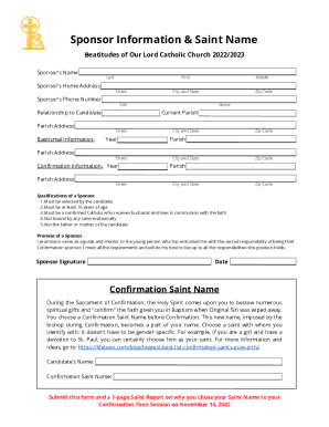 Fillable Online Sponsor Information Form Template Fax Email Print ...