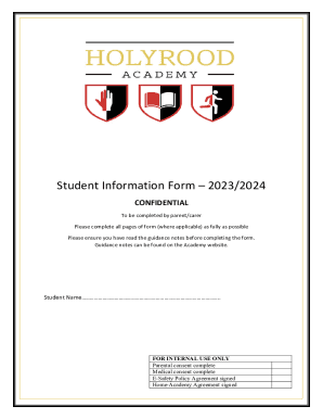Fillable Online Student information sheet pdf free Fax Email Print ...
