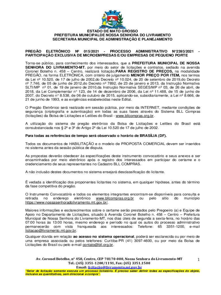 Preenchível Disponível EDITAL EXCLUSIVO AQUISIO MATERIAL EXPEDIENTE Fax Email Imprimir - pdfFiller