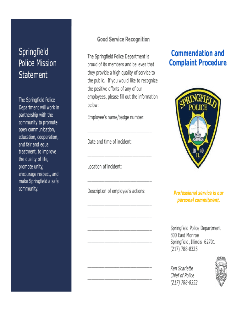 Fillable Online Mission Statement - Springfield Police Department Fax ...