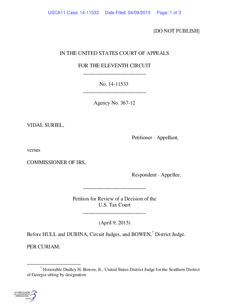 Fillable Online No. 14-11533 Fax Email Print - pdfFiller