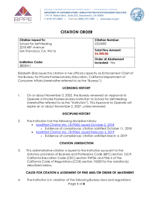 Fillable Online School for Self-Healing - Citation Order. School for Self-Healing - Citation ...