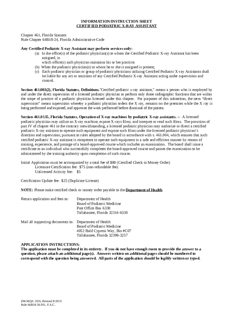 FLORIDA BOARD OF PODIATRIC MEDICINE Doc Template | pdfFiller