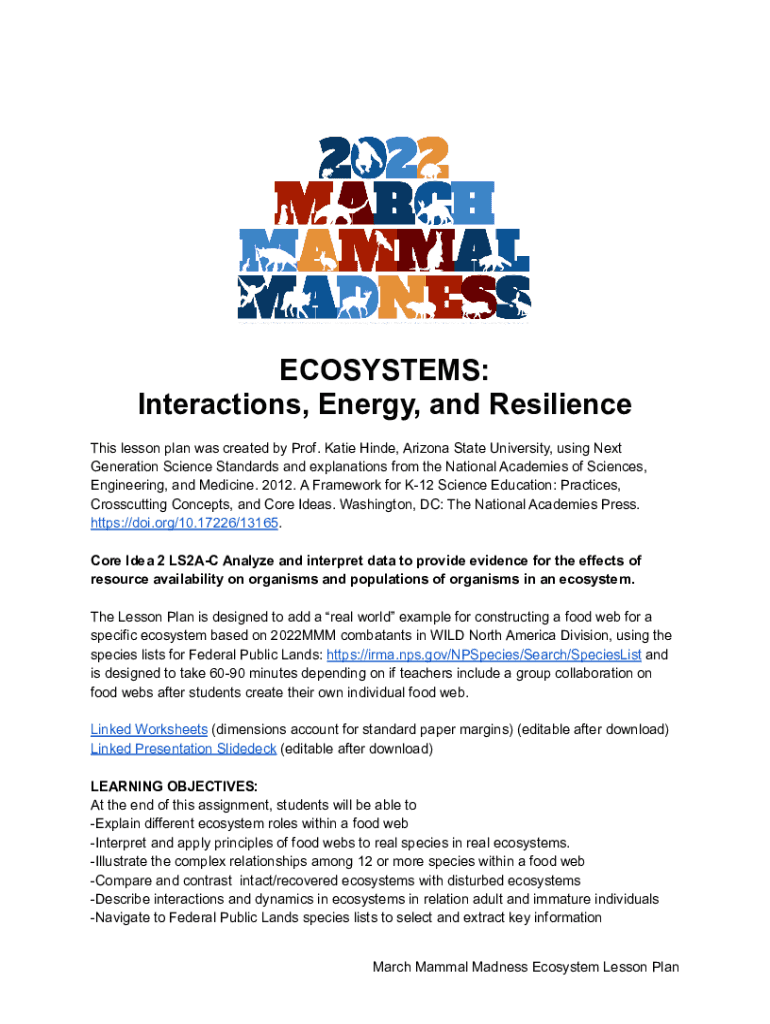 Fillable Online March Mammal Madness and the power of narrative in ...