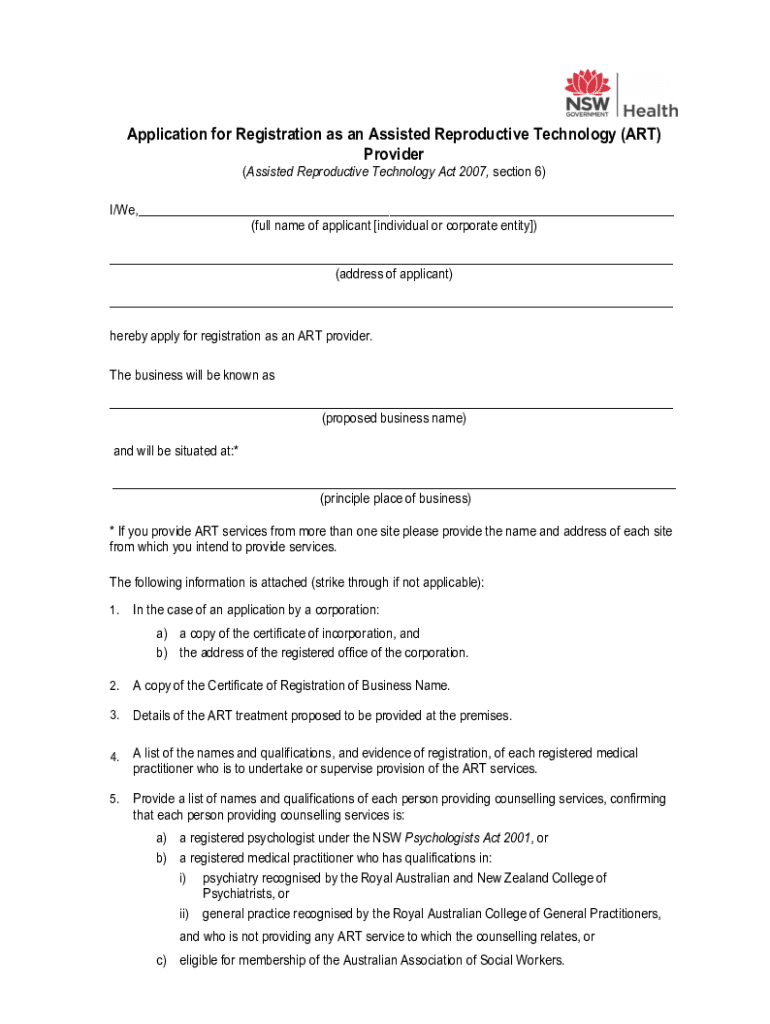 Fillable Online Forms and information - Assisted reproductive ...